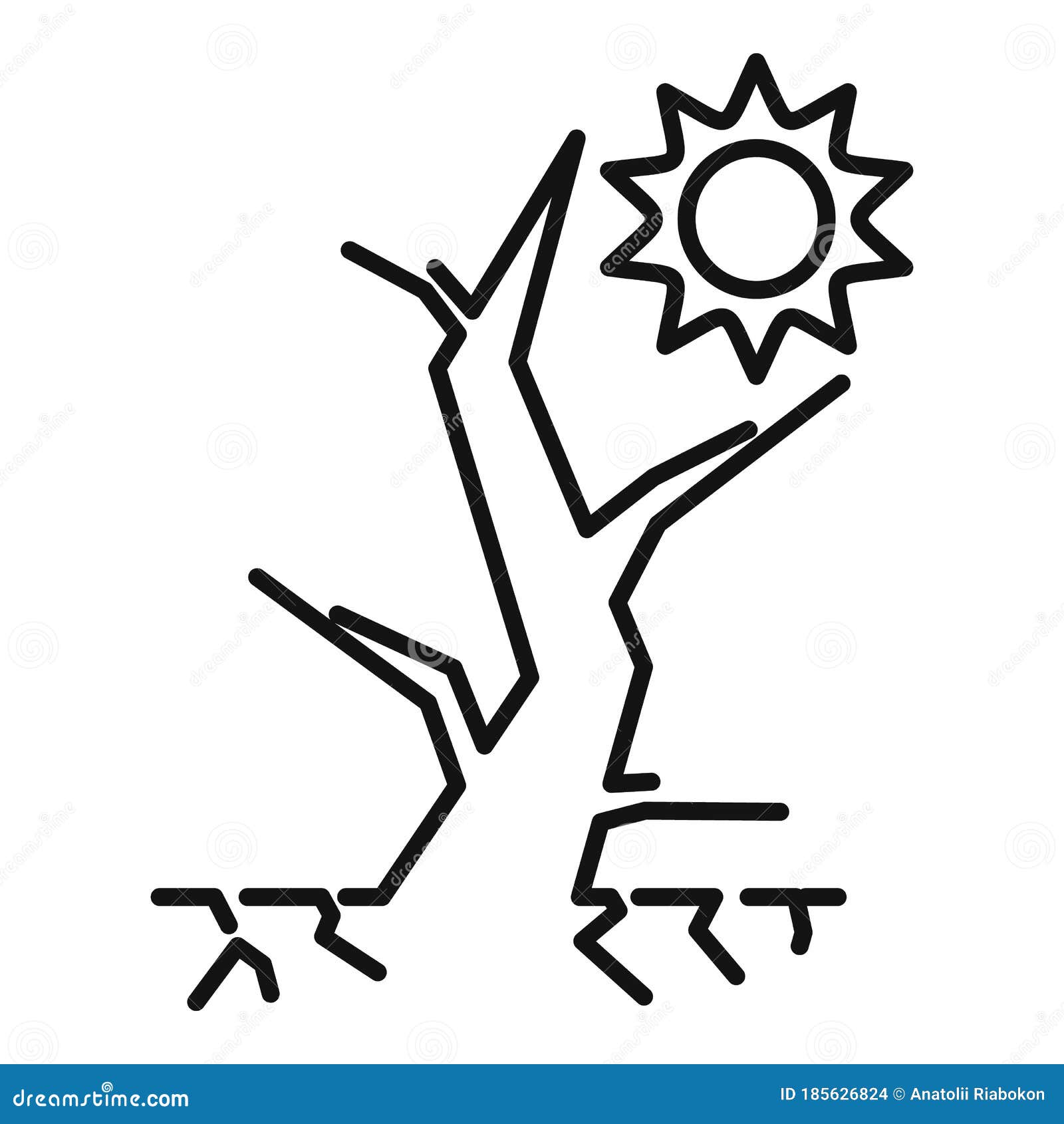 Disaster Drought Tree Icon, Outline Style Stock Vector - Illustration ...
