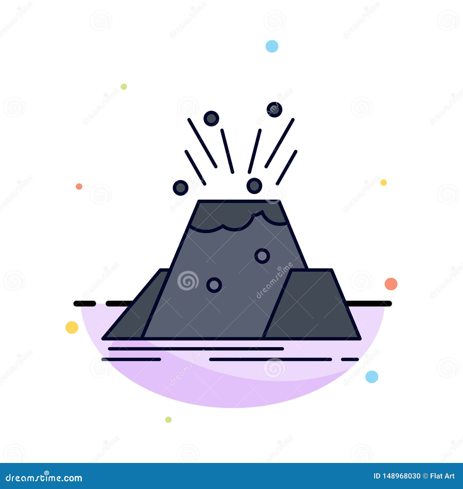 Disaster, Eruption, Volcano, Alert, Safety Flat Color Icon Vector Stock ...