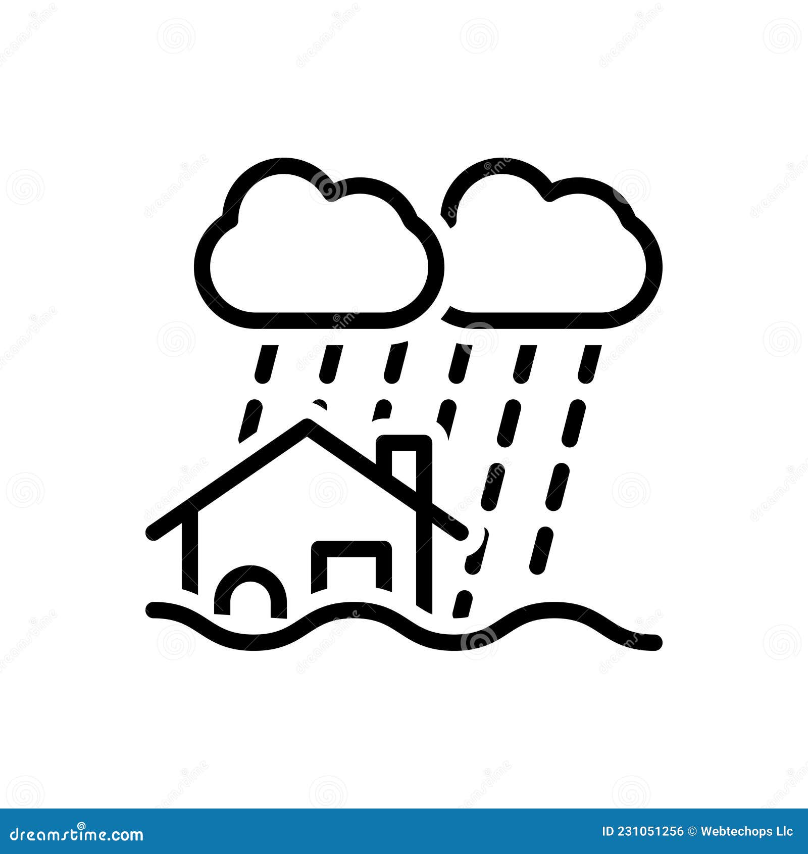 Black Line Icon for Disaster, Adversity and Catastrophe Stock Vector ...