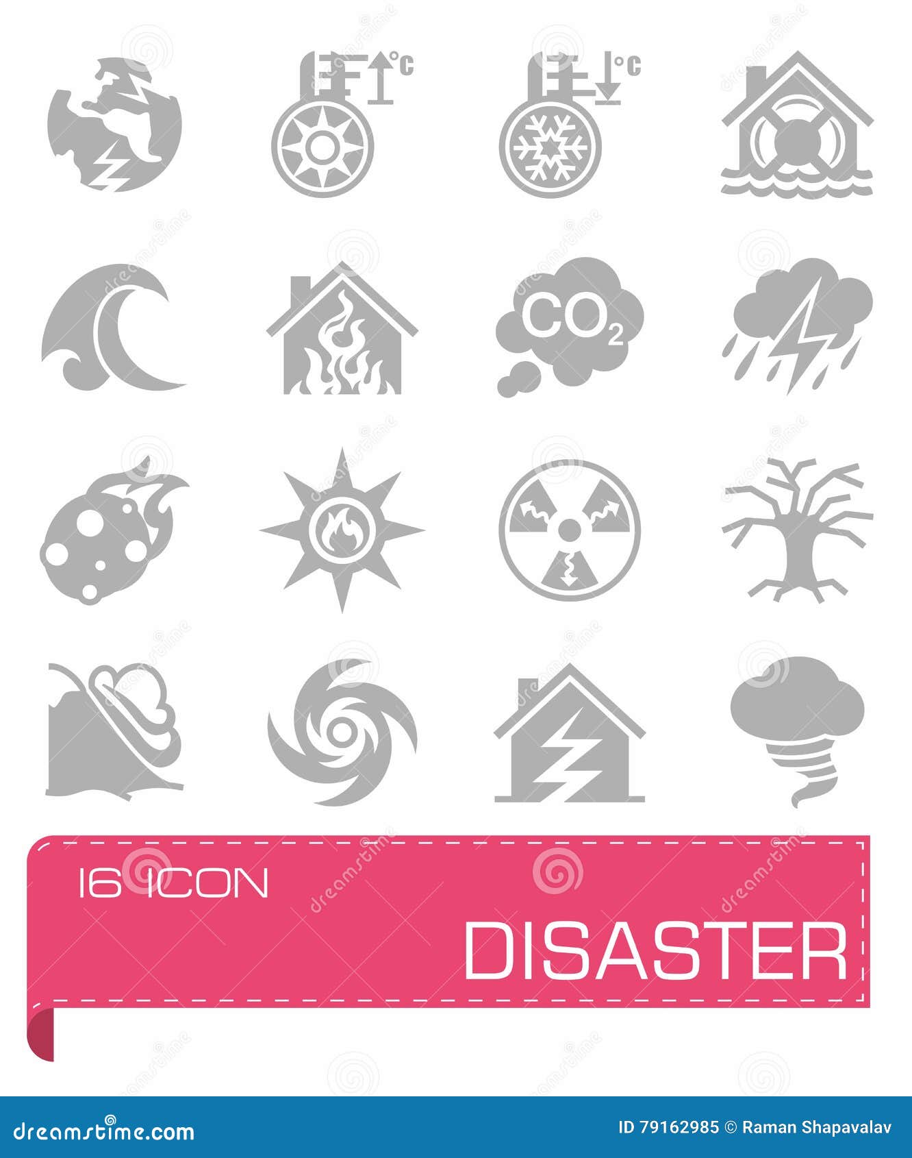 Disaster Icon Set Cartoon Vector | CartoonDealer.com #35237535