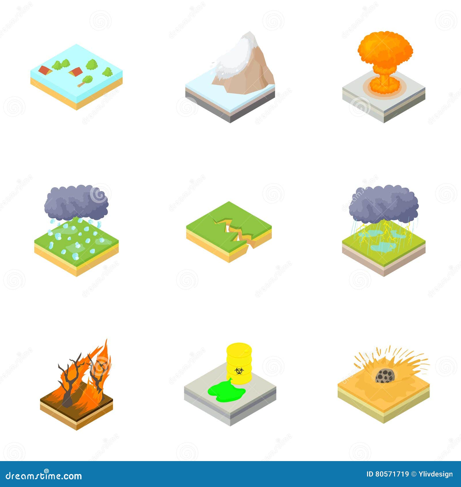 Disaster Icons Set, Cartoon Style Stock Vector - Illustration of ...