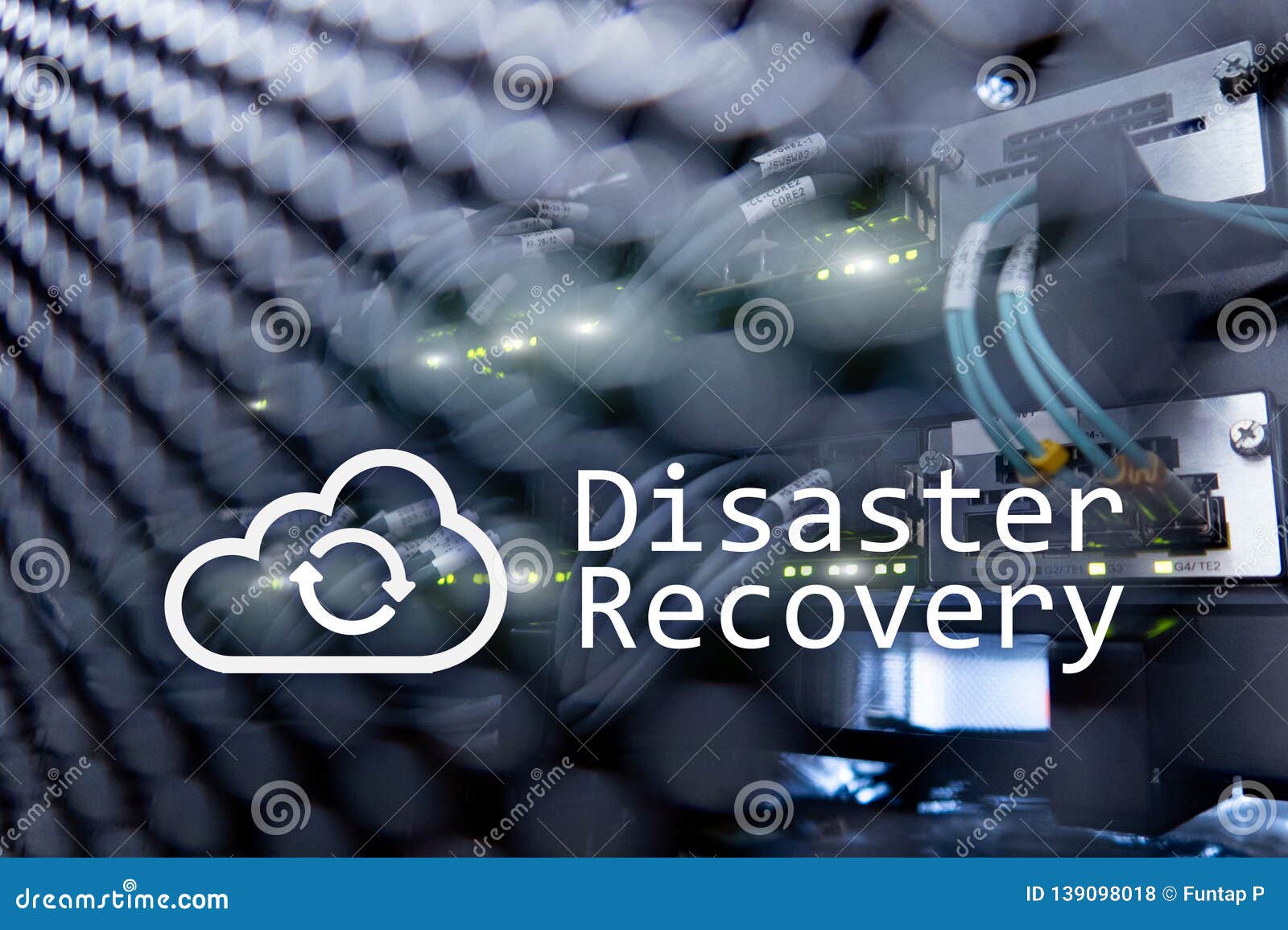 DIsaster Recovery. Data Loss Prevention. Server Room on Background ...