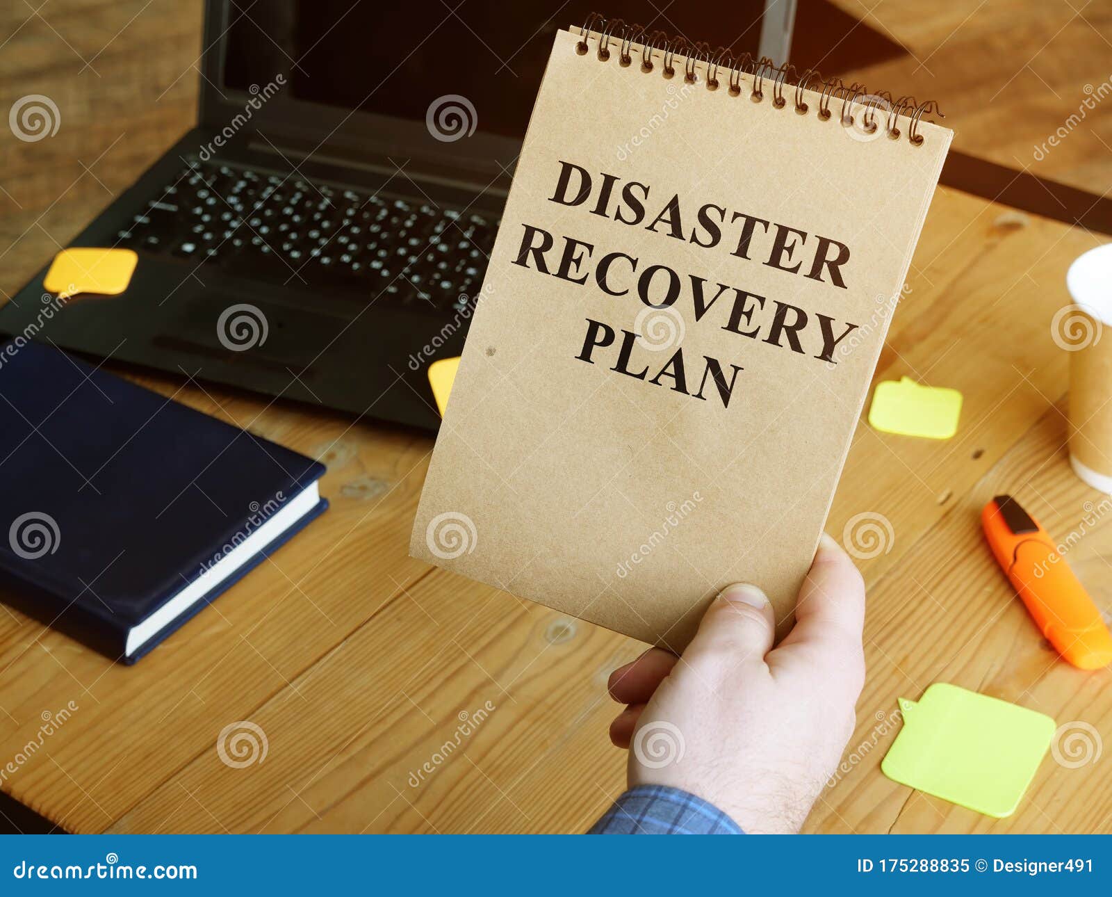 Disaster Recovery Plan in Man Hands Stock Image - Image of survival ...