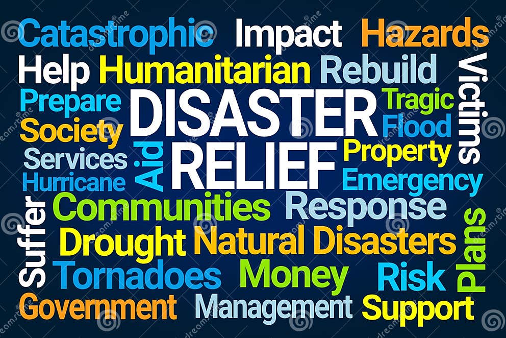 Disaster Relief Word Cloud stock illustration. Illustration of ...