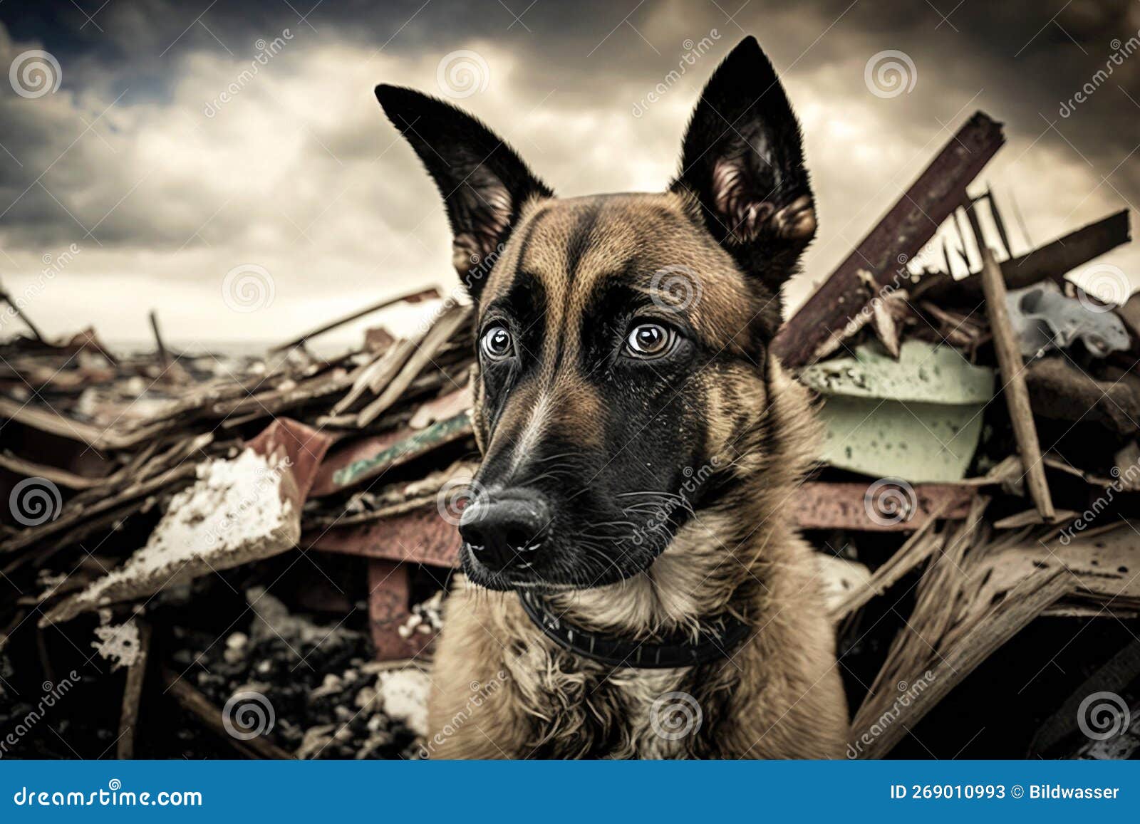 Disaster Rescue Dog. Generative Ai Stock Illustration - Illustration of ...