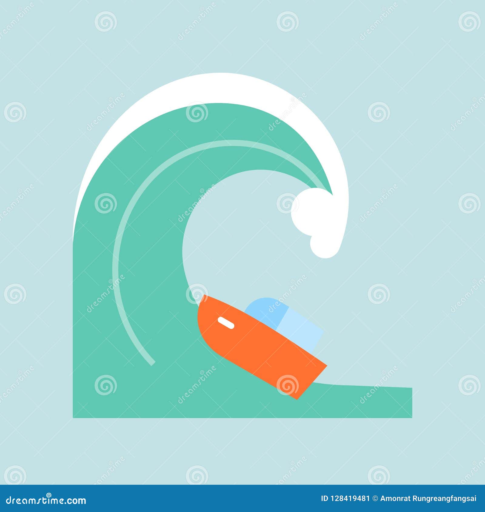 Disaster from Tsunami or Big Wave Icon, Flat Design Stock Vector ...