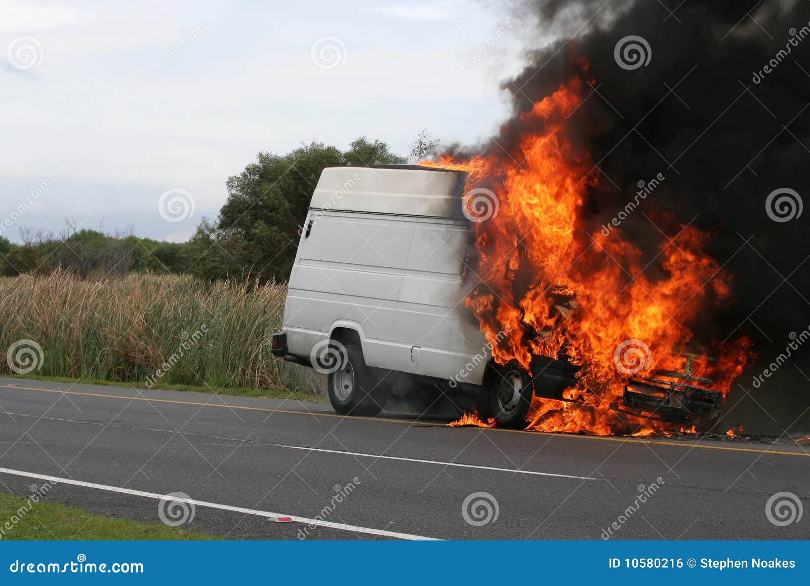 Disaster Van Burning stock photo. Image of flame, power - 10580216