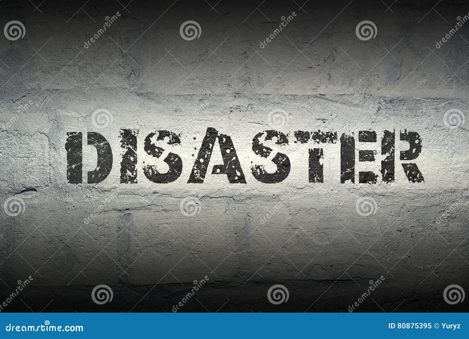 Disaster WORD GR stock image. Image of brick, white, negative - 80875395