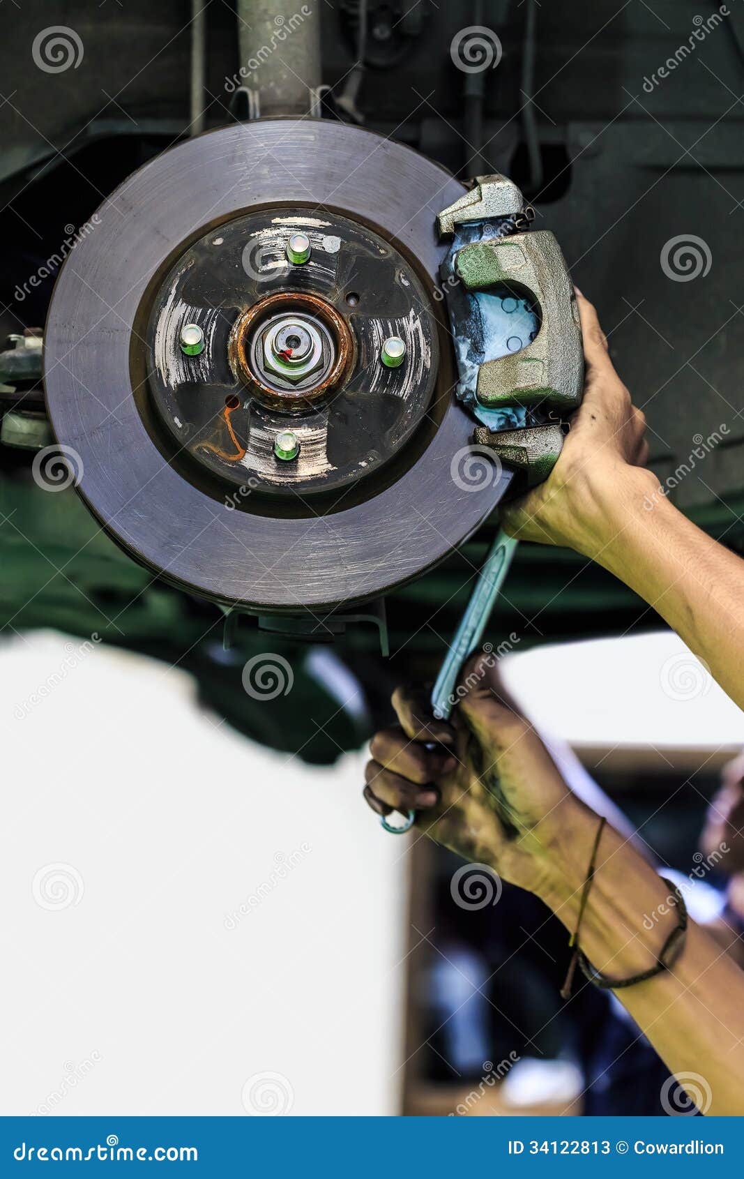 Disc brake of a car stock image. Image of gloves, detail - 34122813