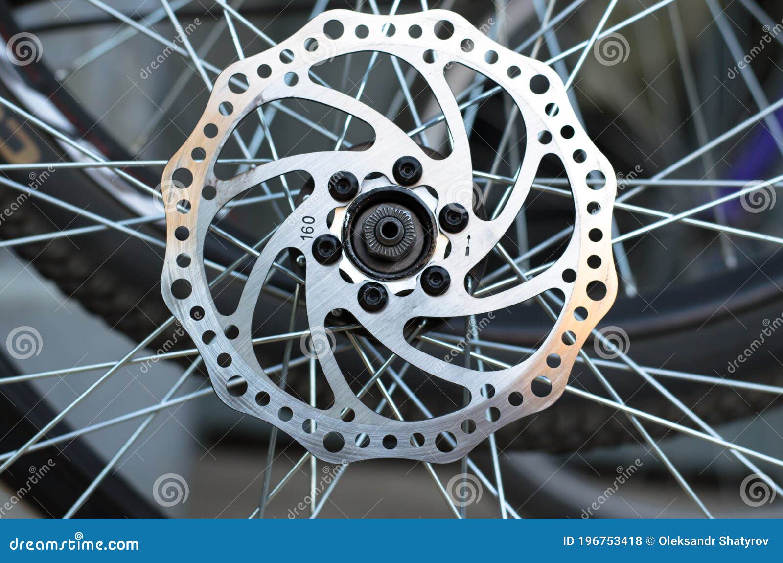 Front Of Bicycle. Bike Secured To The Sign Royalty-Free Stock ...