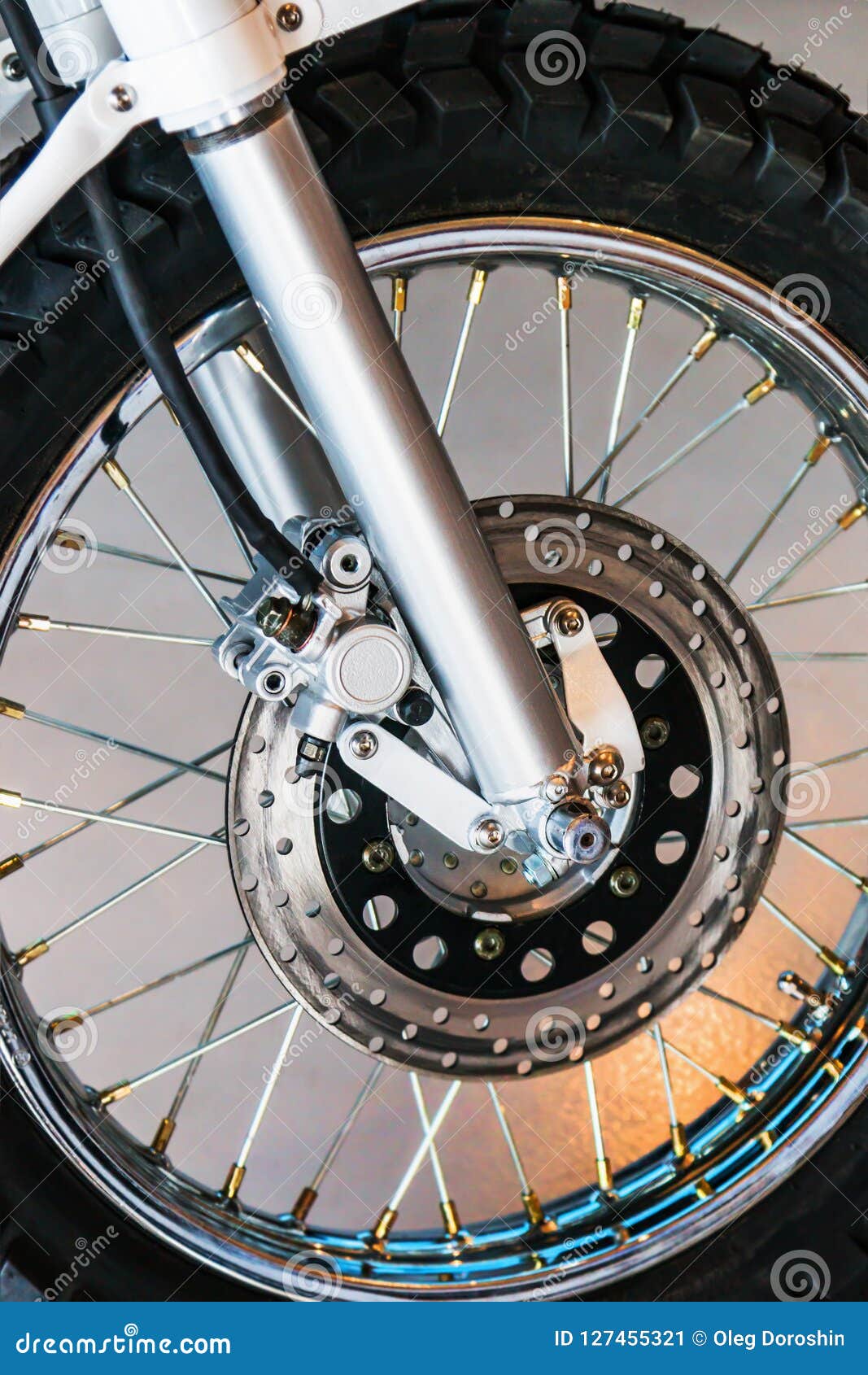 Disc Brake System on the Wheel of a Motorcycle Stock Image - Image of ...