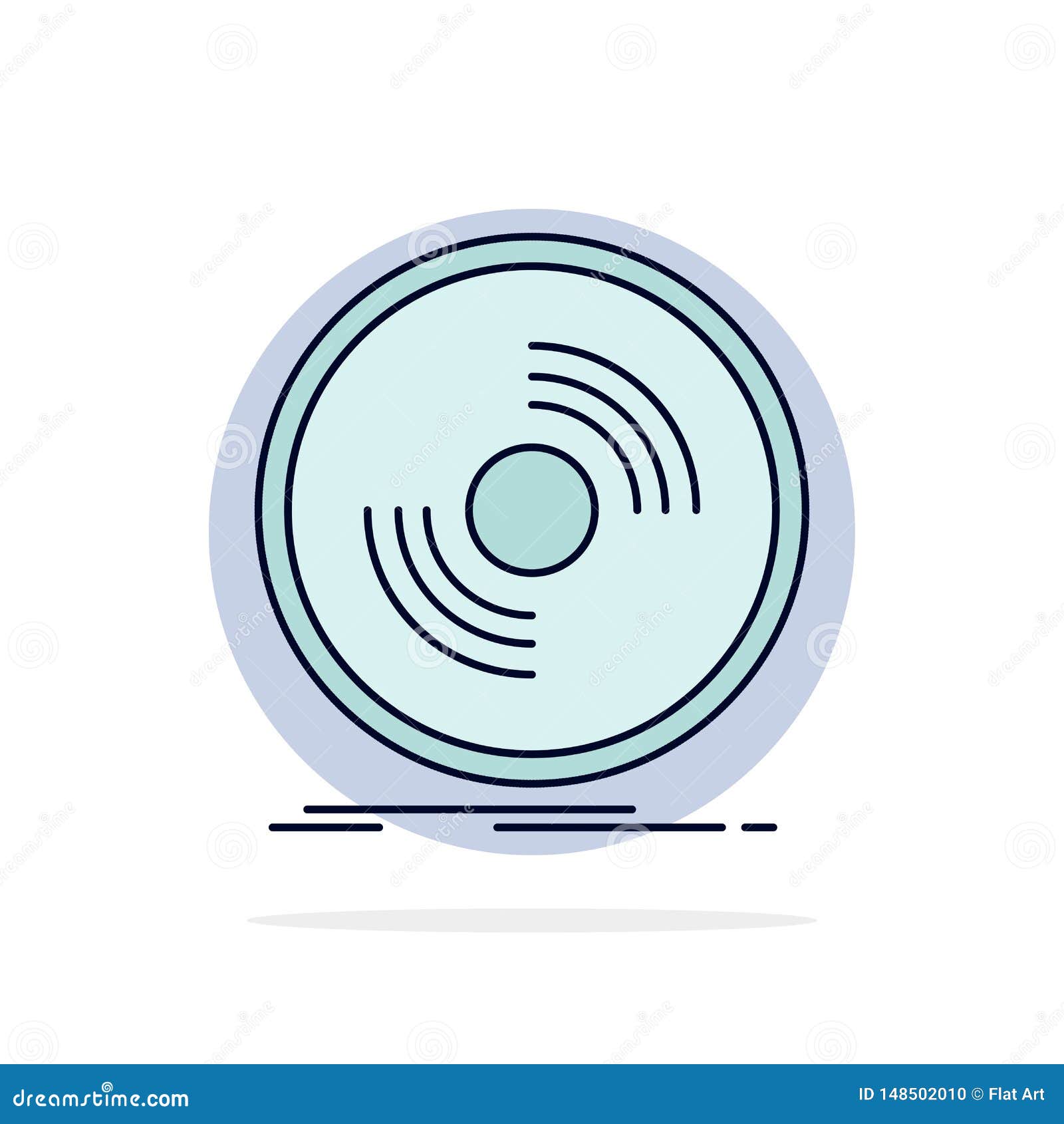 Disc, Dj, Phonograph, Record, Vinyl Flat Color Icon Vector Stock Vector ...