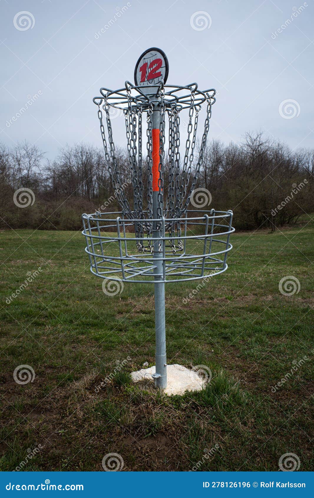 Disc, or Frisbee, Golf Target with Metal Chains on a Meadow Stock Photo ...