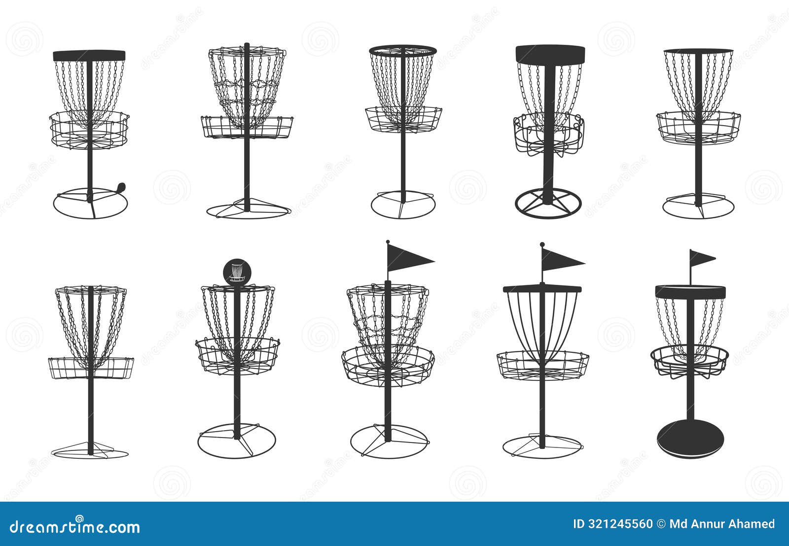 Disc Golf Silhouette, Disc Golf Basket Silhouette, Disc Golf Vector ...