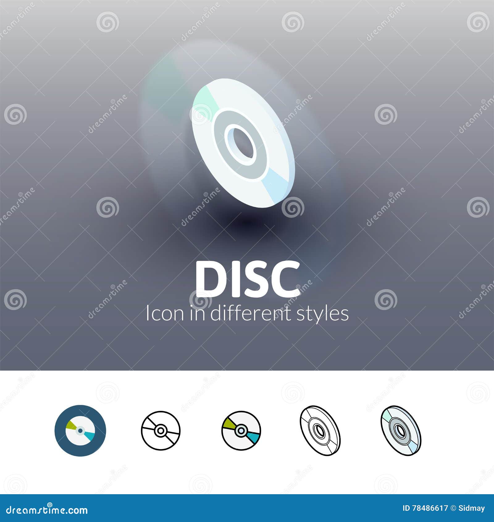 Disc Icon in Different Style Stock Vector - Illustration of button ...