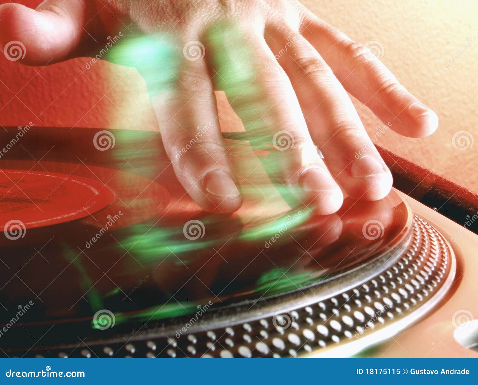 Disc Jockey at work. stock image. Image of male, action - 18175115
