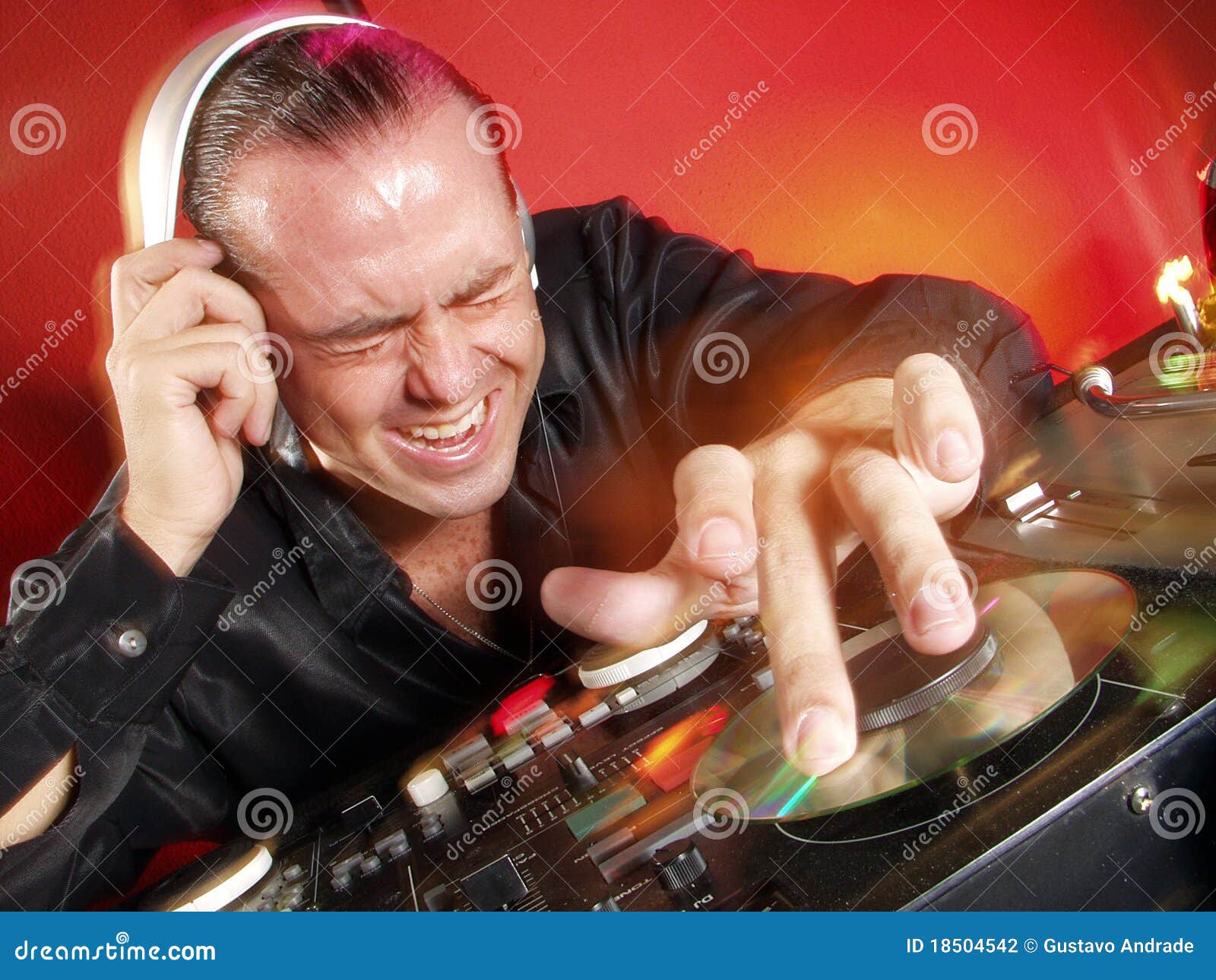 Disc Jockey at work. stock photo. Image of pursuit, disc - 18504542