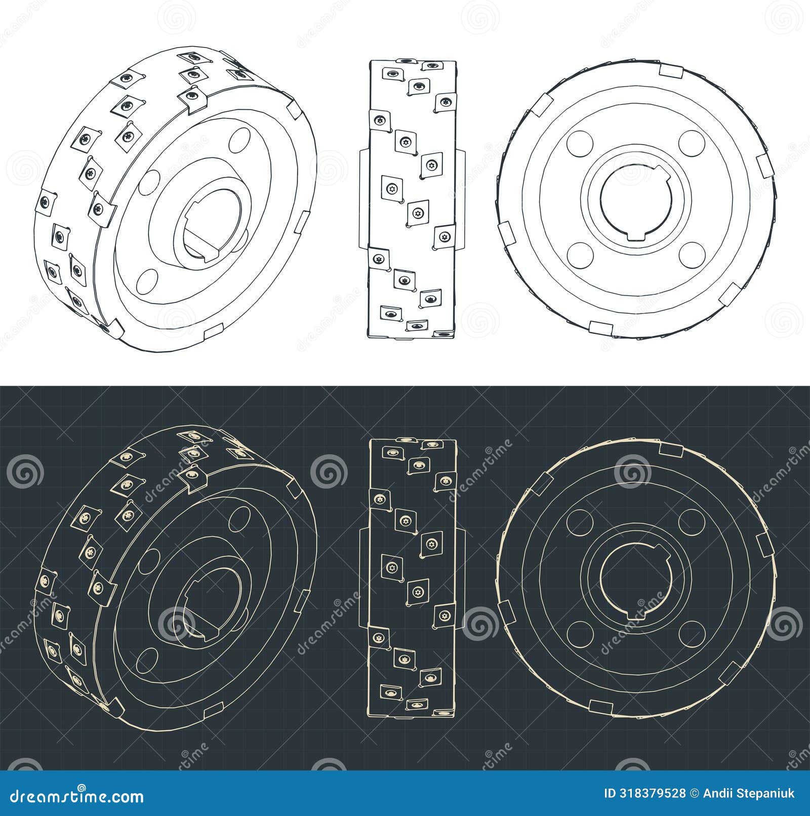 Disc Mill Cutter Isometric Drawings Cartoon Vector | CartoonDealer.com ...