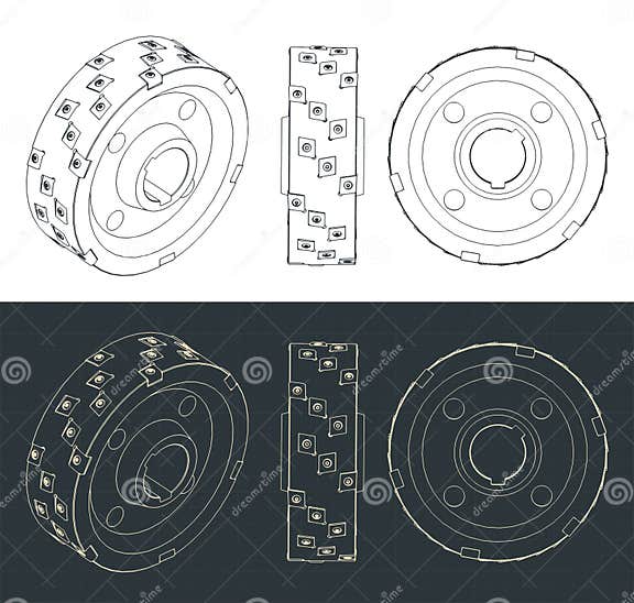 Disc Mill Cutter Blueprints Stock Vector - Illustration of disc ...