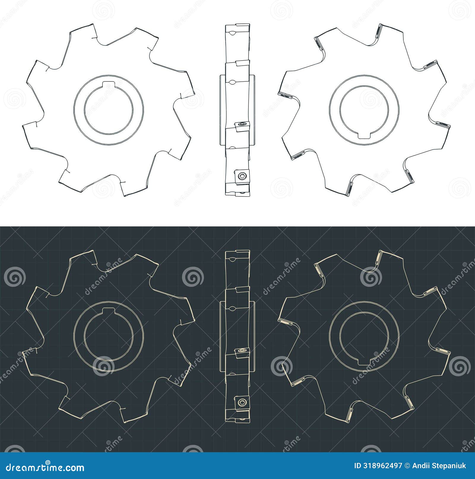 Disc Mill Cutter Isometric Drawings Cartoon Vector | CartoonDealer.com ...