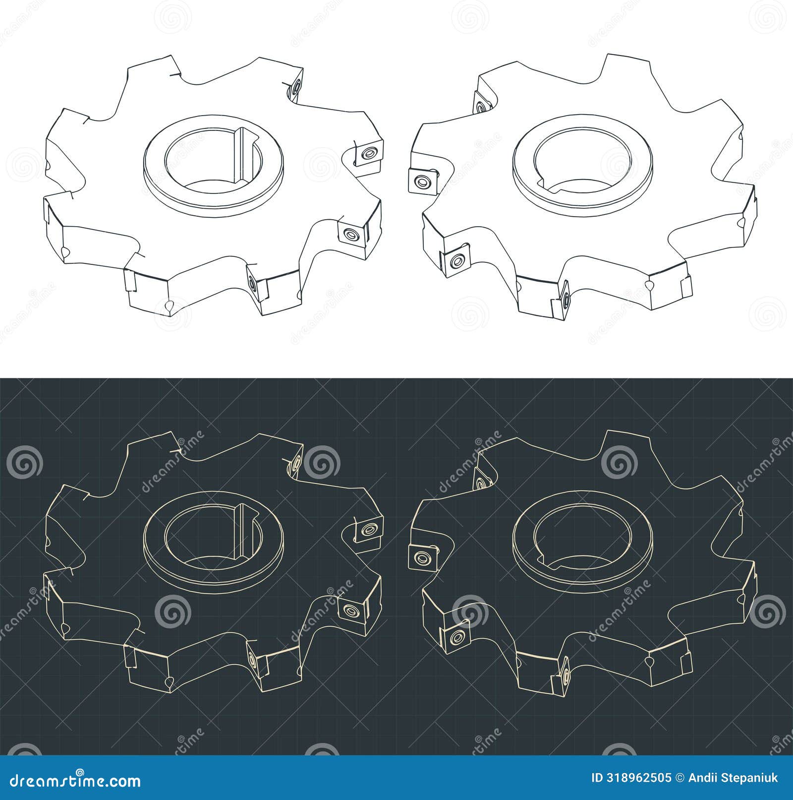 Disc Mill Cutter Isometric Drawings Cartoon Vector | CartoonDealer.com ...