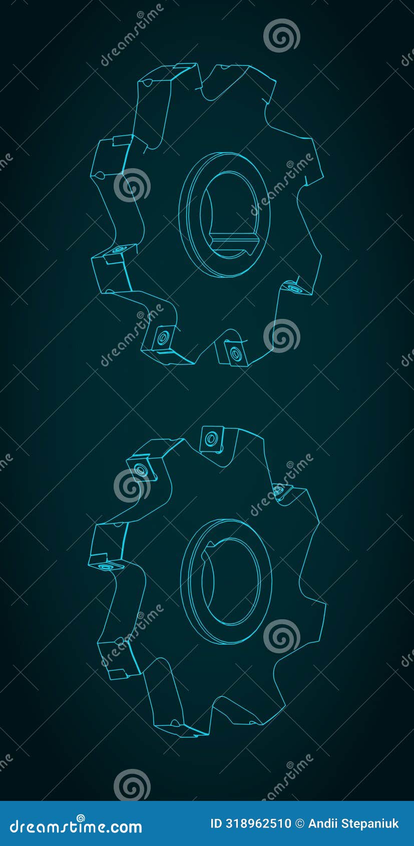 Disc Mill Cutter Isometric Drawings Cartoon Vector | CartoonDealer.com ...