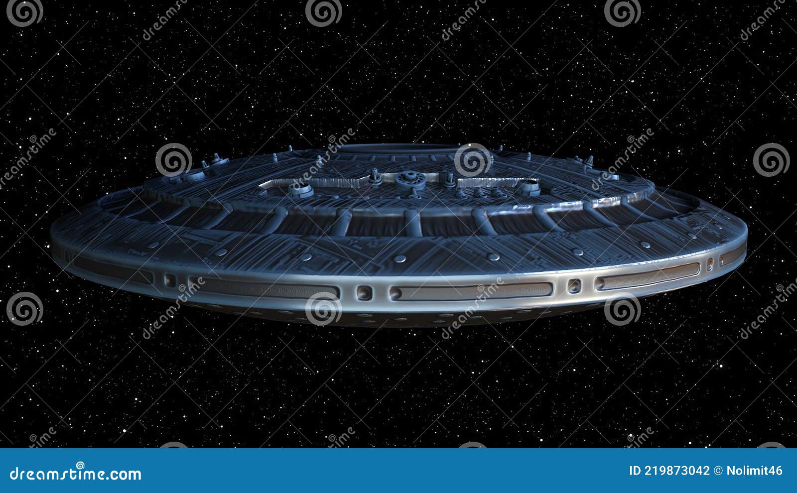 Disc Shaped Alien Spaceship. Stock Illustration - Illustration of ...