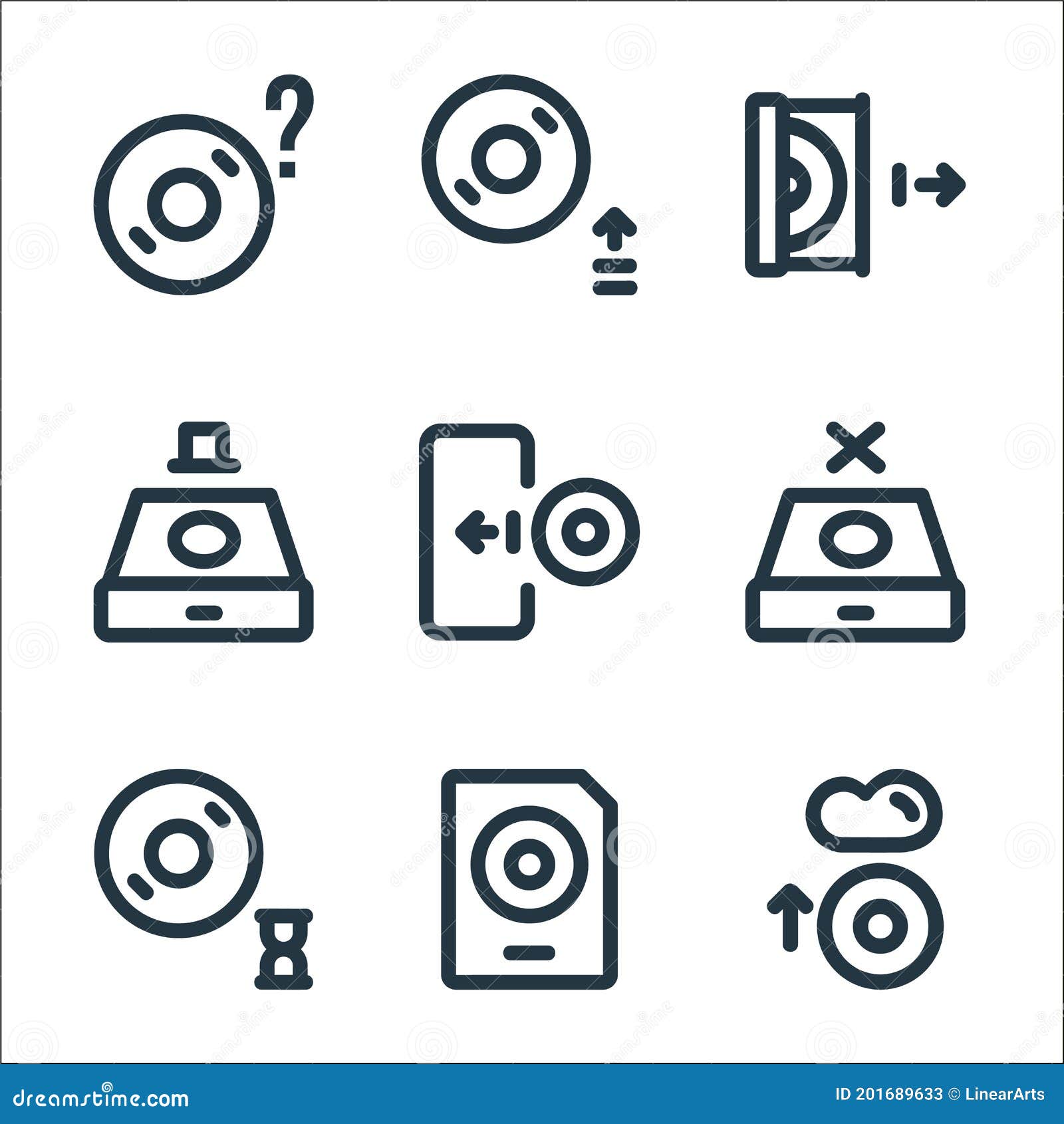 Disc Tool Line Line Icons. Linear Set Stock Vector - Illustration of ...