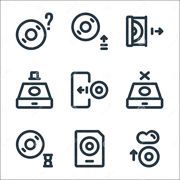 Disc Tool Line Line Icons. Linear Set Stock Vector - Illustration of ...