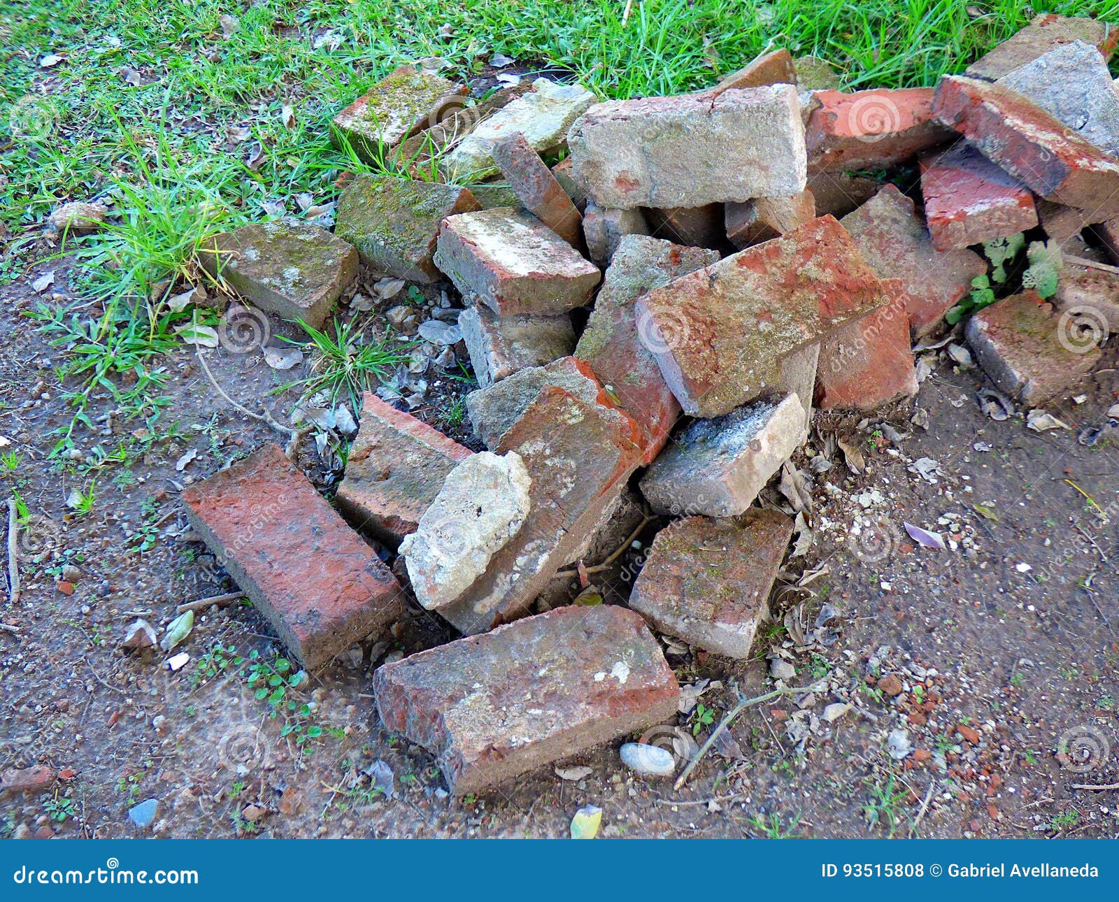 Discarded bricks stock photo. Image of ground, buch, ruined - 93515808