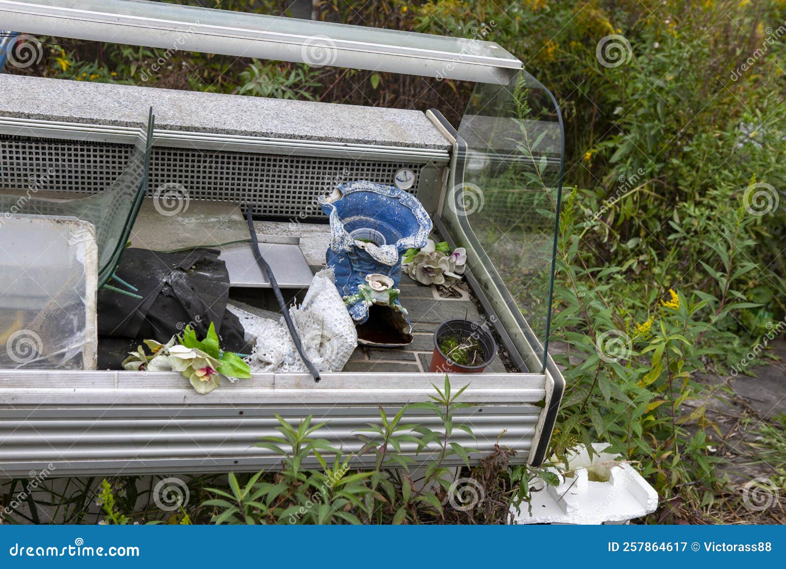 Discarded display fridge stock image. Image of useless - 257864617