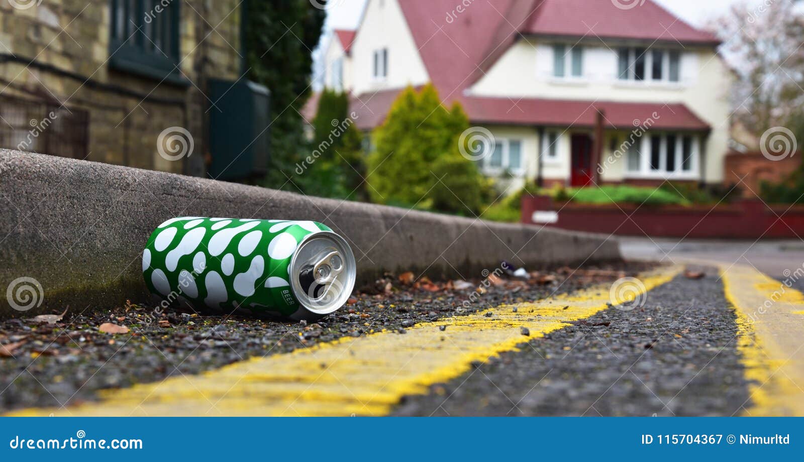 Discarded Drinks Can Lying at the Edge of an Urban Street Stock Image ...