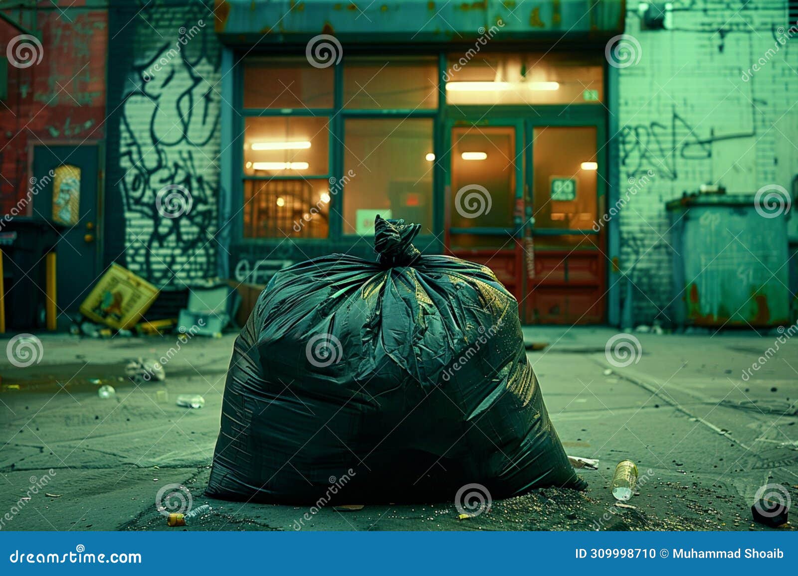 Discarded Garbage Bag Outside Building, Environmental Waste Concept ...