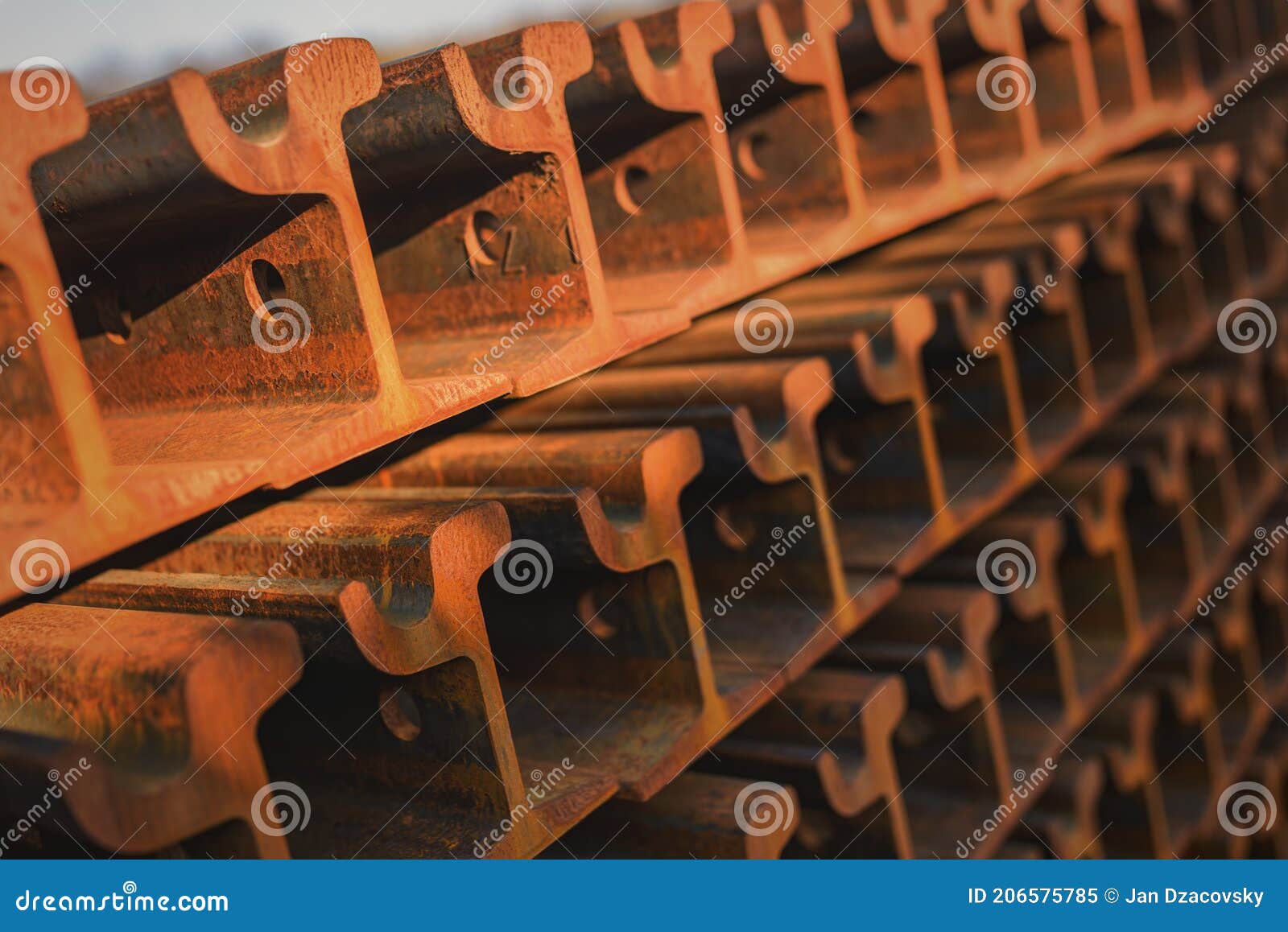 Grooved Rails for Tram Tracks. Stock Image - Image of ties, aged: 206575785