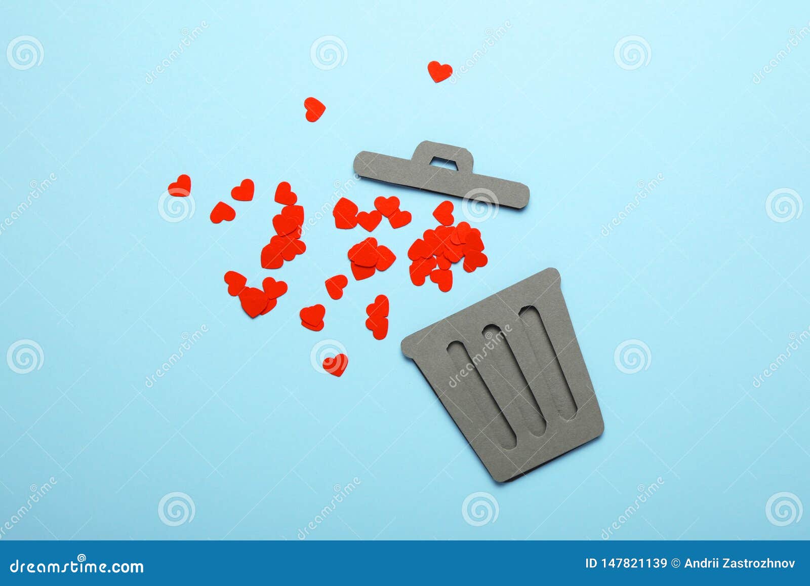 Discarded Heart and Relationship in Couple. Red Broken Hearts in Trash ...