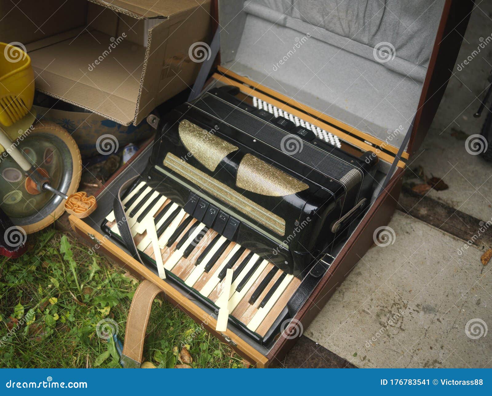 Broken harmonica in a case stock image. Image of instrument - 176783541