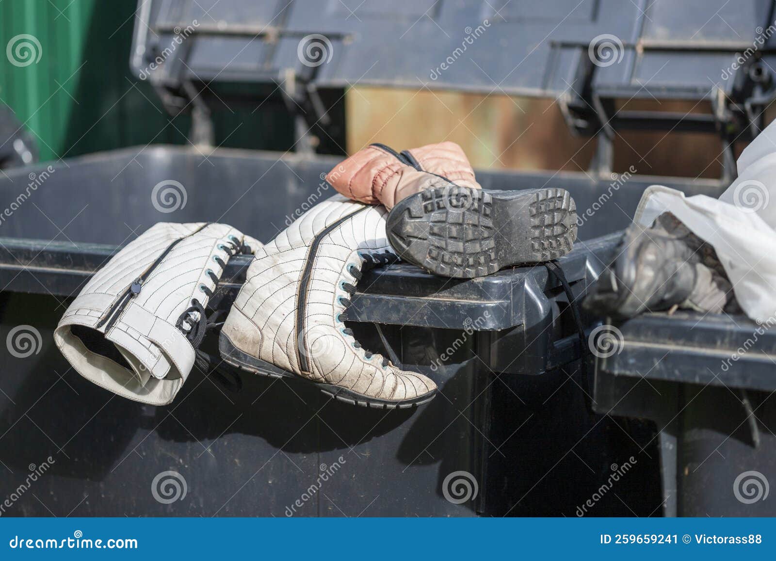 Discarded ladies boots stock image. Image of lifestyle - 259659241