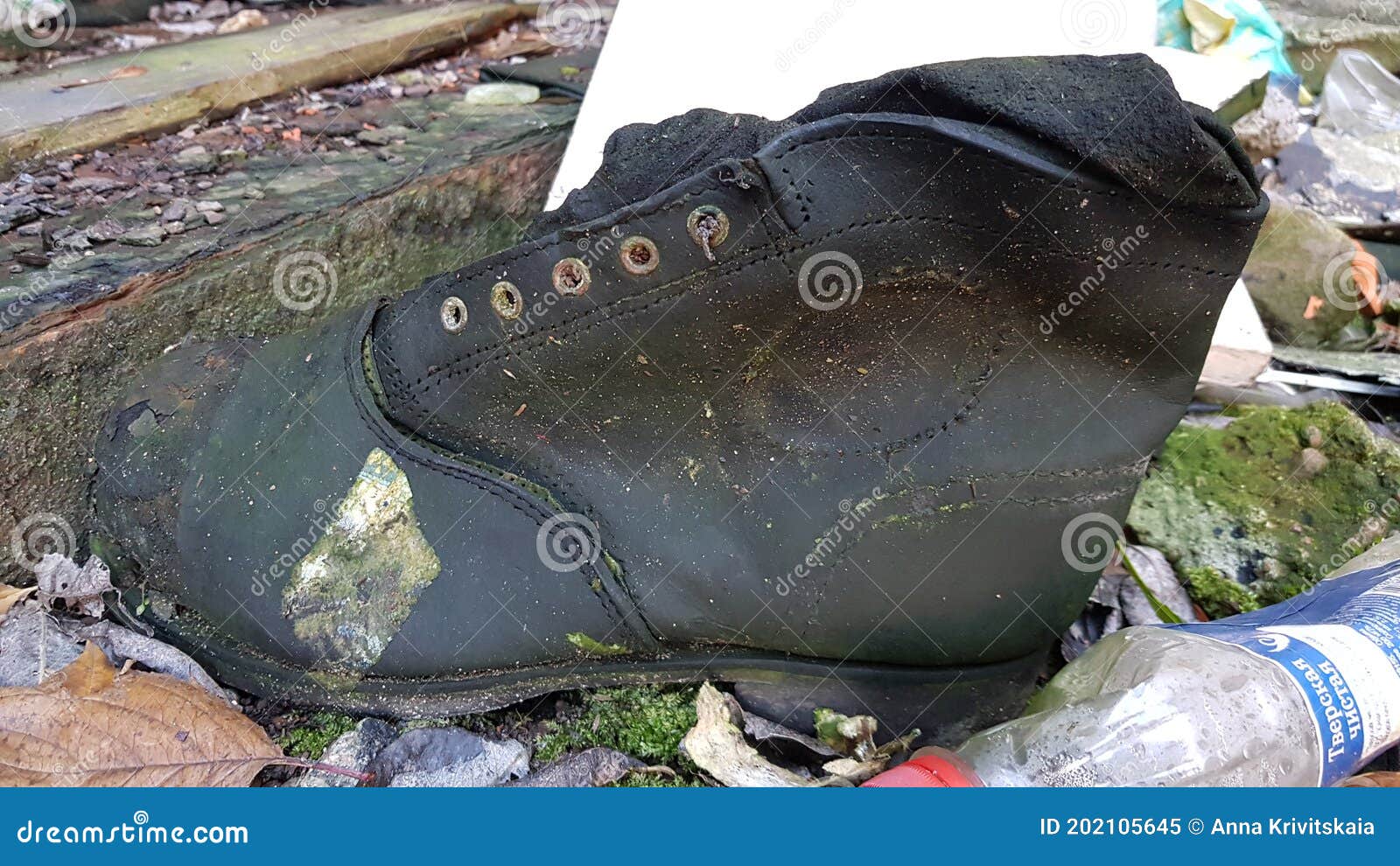 Old, Discarded, Leather, Black Military Boots, In The Trash Royalty ...