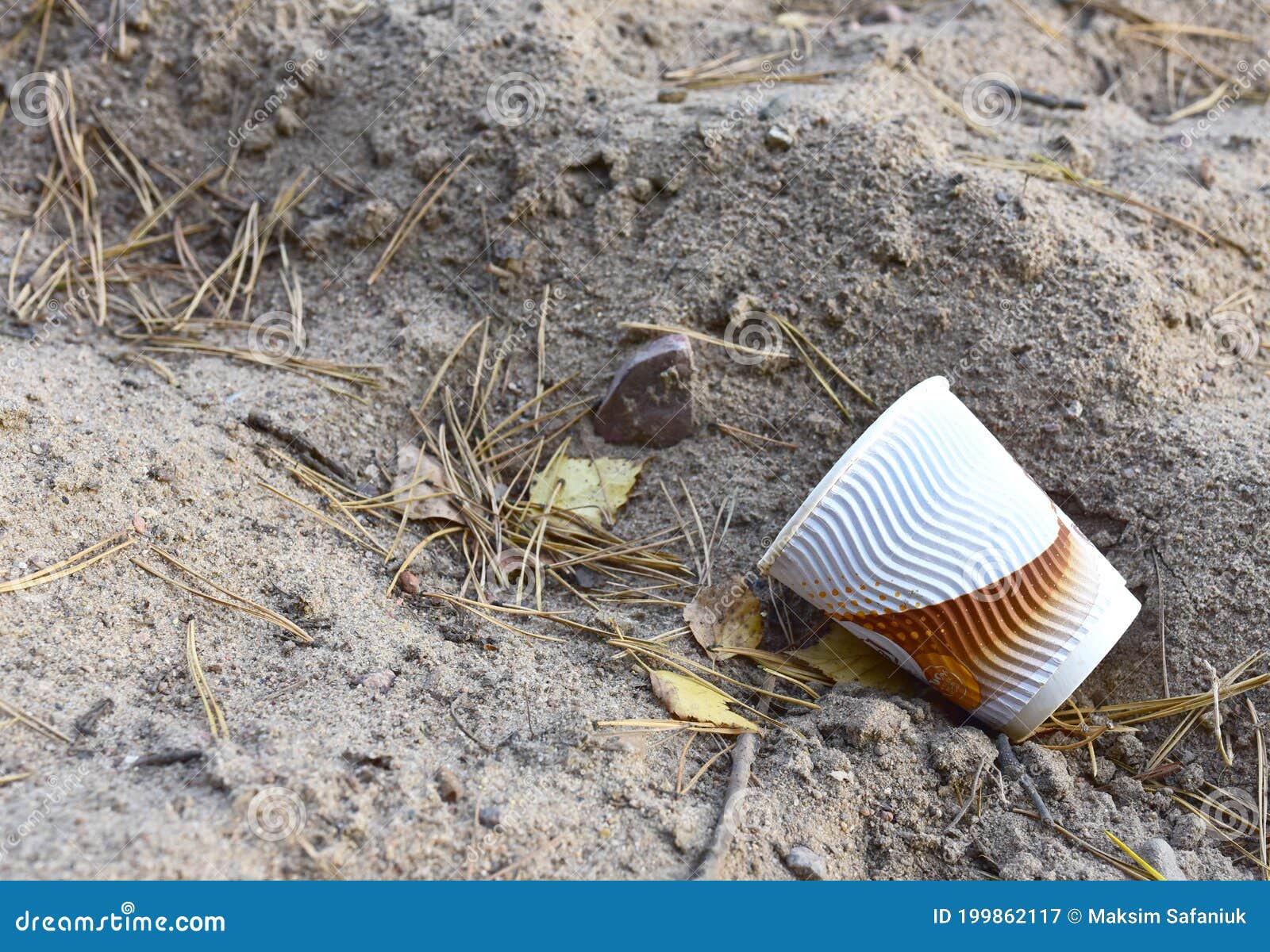 Discarded Paper Coffee Cup on Ground. Disposable Coffee Cup on Sand ...