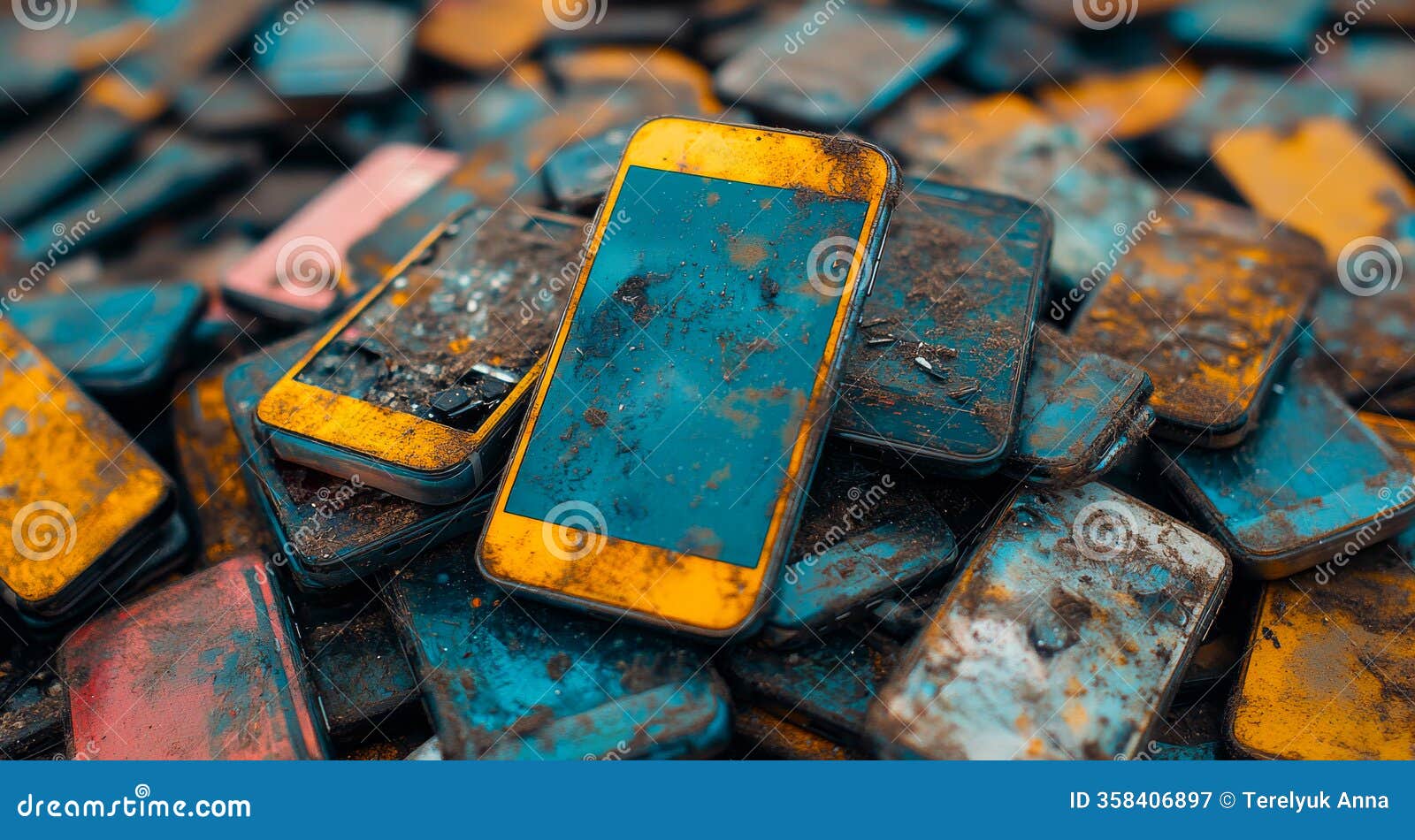 Discarded Phones Pile Up in a Junkyard Stock Image - Image of disposal ...