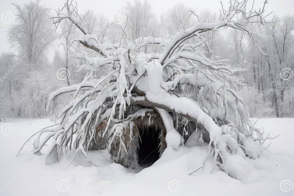 Discarded Tree Buried Under Heavy Snowfall Outdoors Stock Photo - Image ...