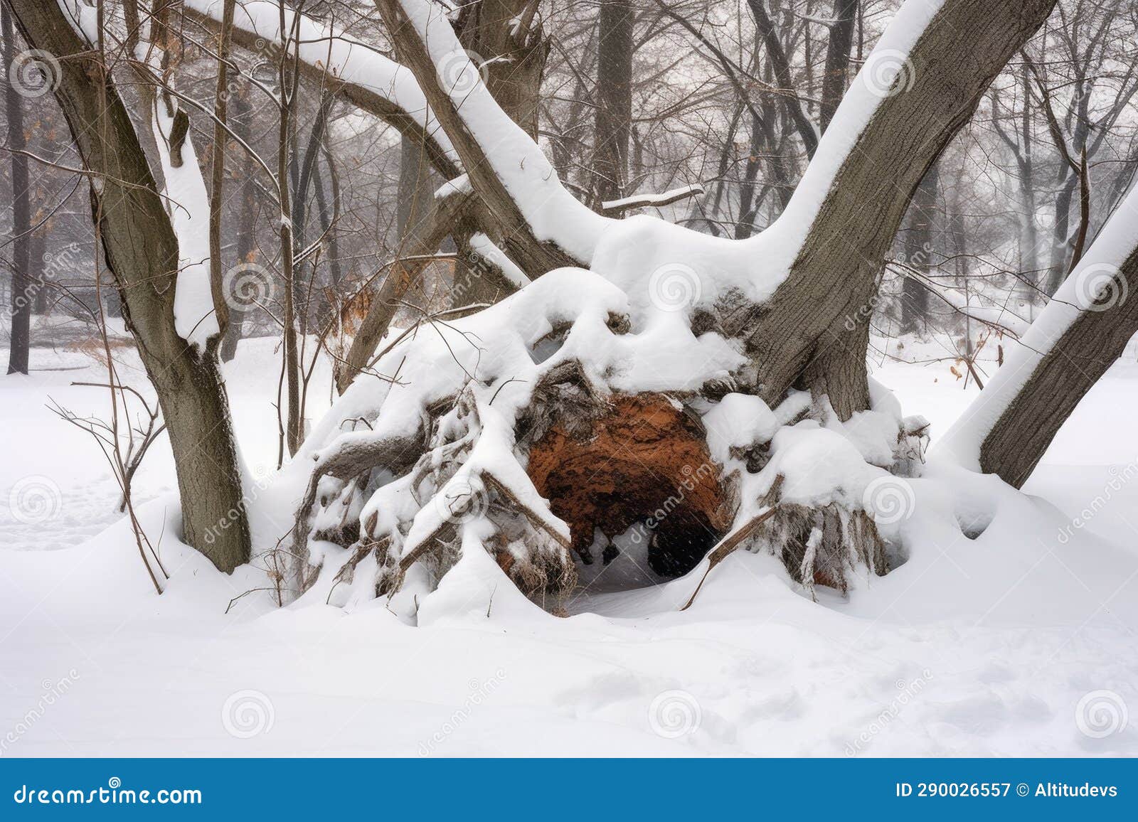 Discarded Tree Buried Under Heavy Snowfall Outdoors Stock Image - Image ...