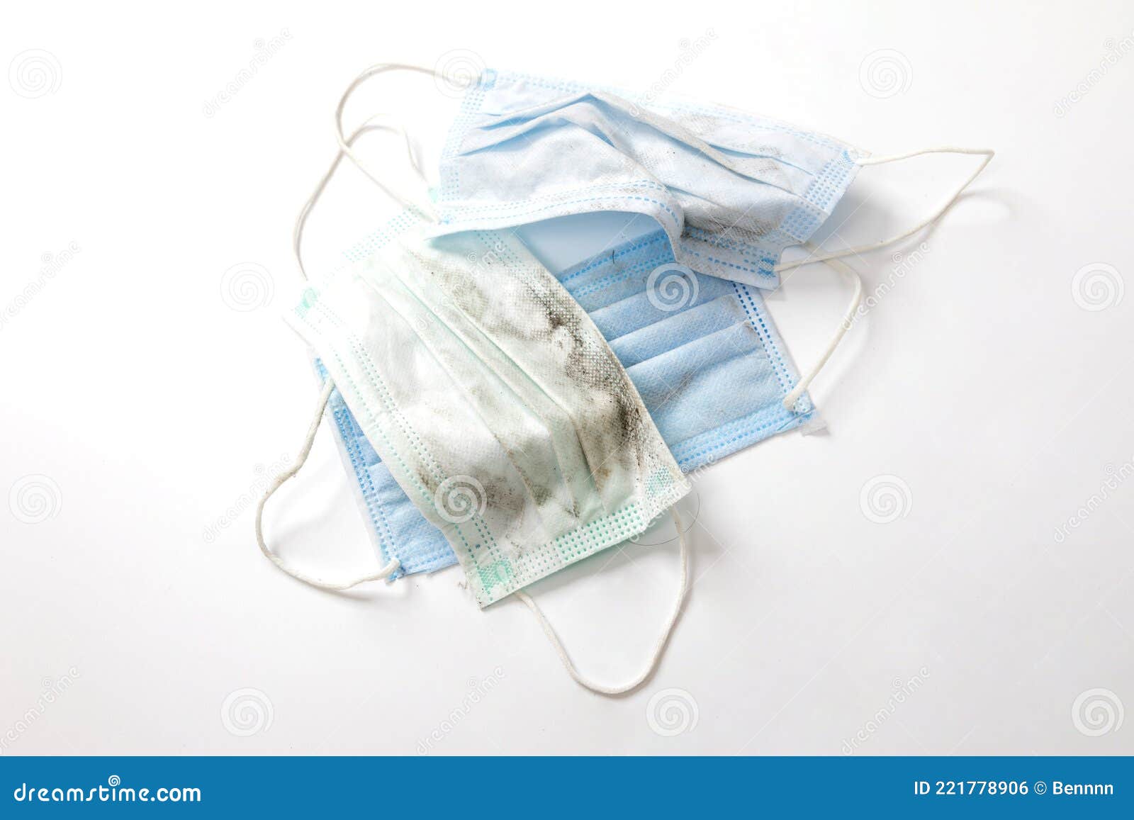 Discarded Used Facemask on White Background. Stock Photo - Image of ...