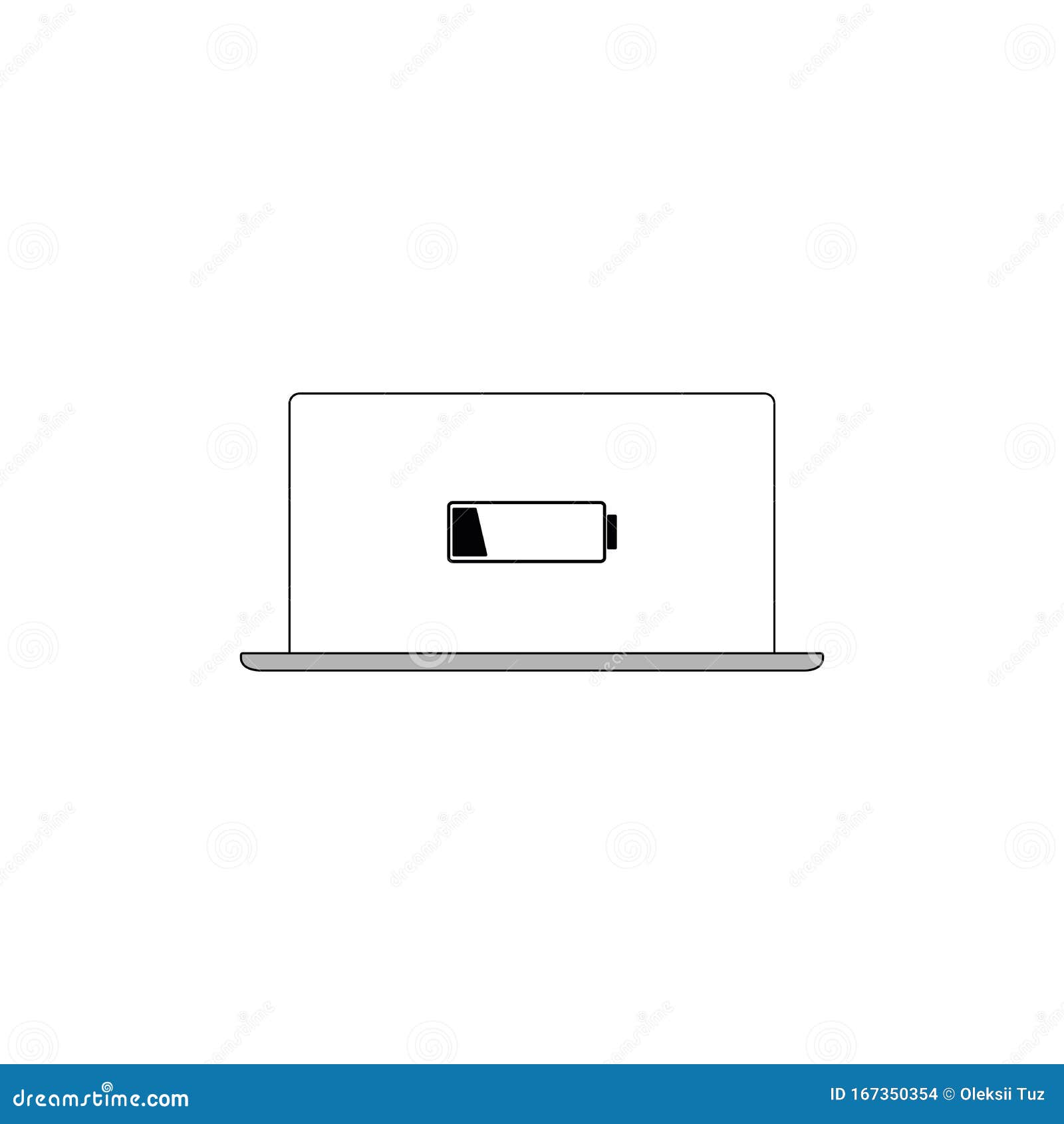 Discharged Laptop Color Icon. Low Battery. Notebook Battery Level ...
