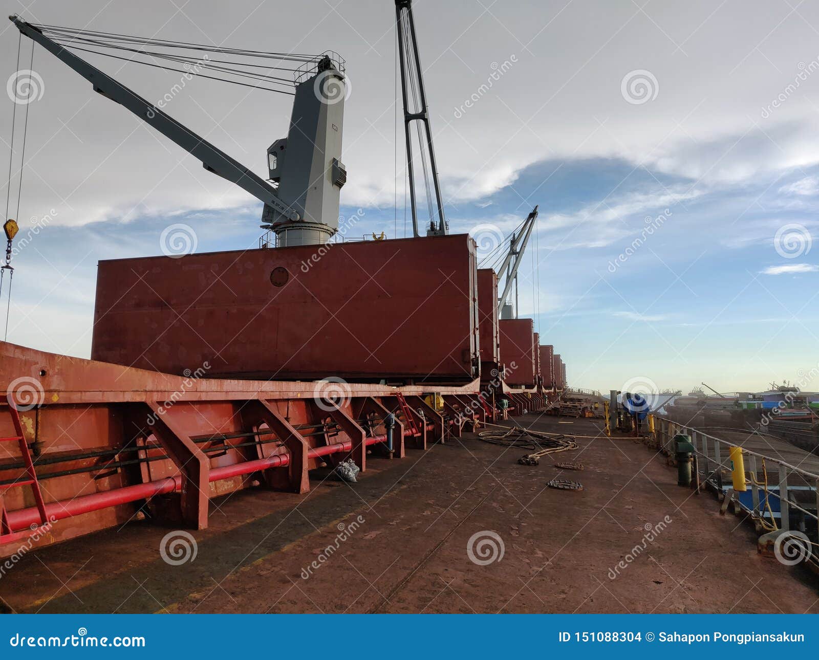 Discharging or Loading Operation on Bulk Ship Stock Photo - Image of ...