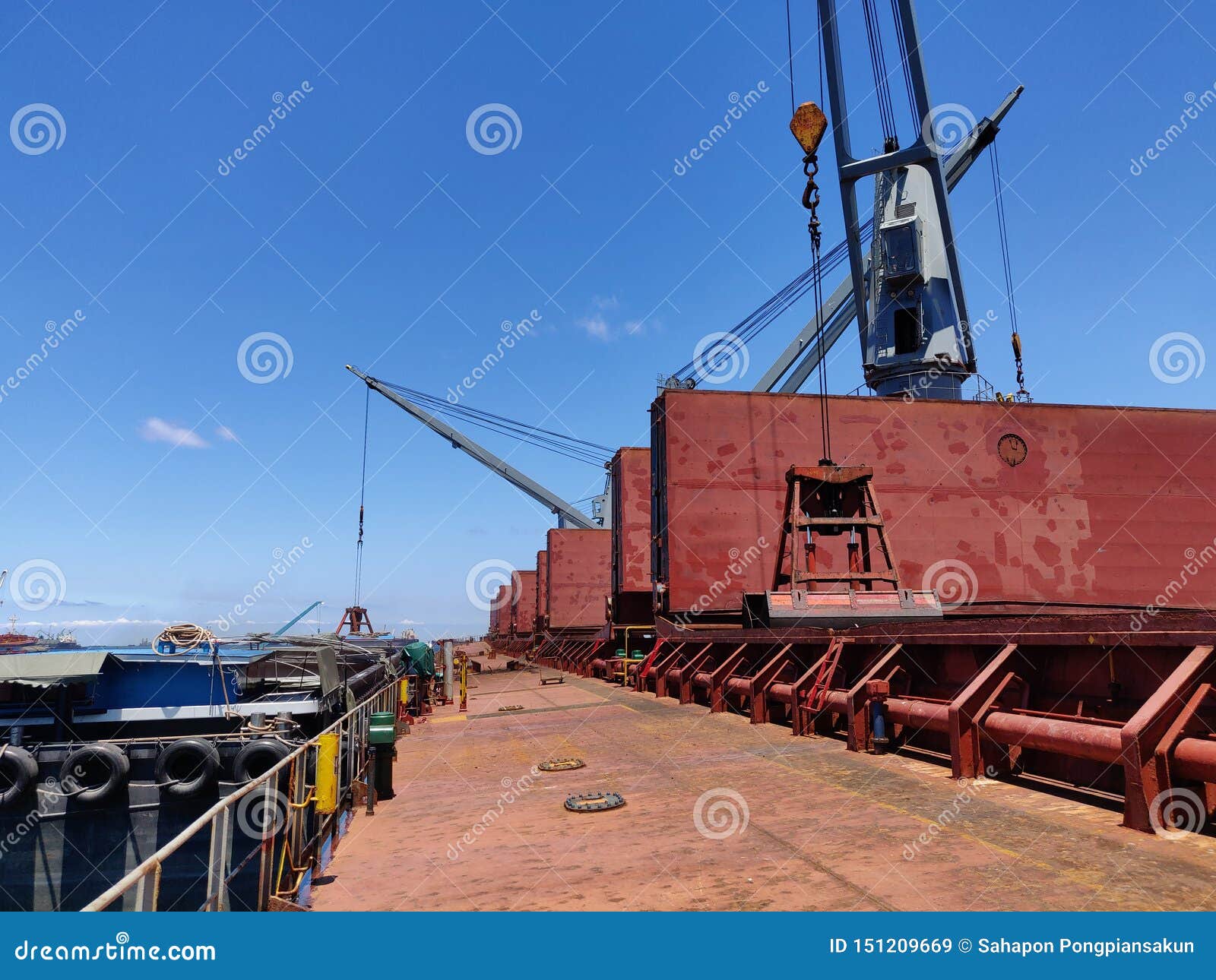 Discharging or Loading Operation on Bulk Ship Stock Image - Image of ...