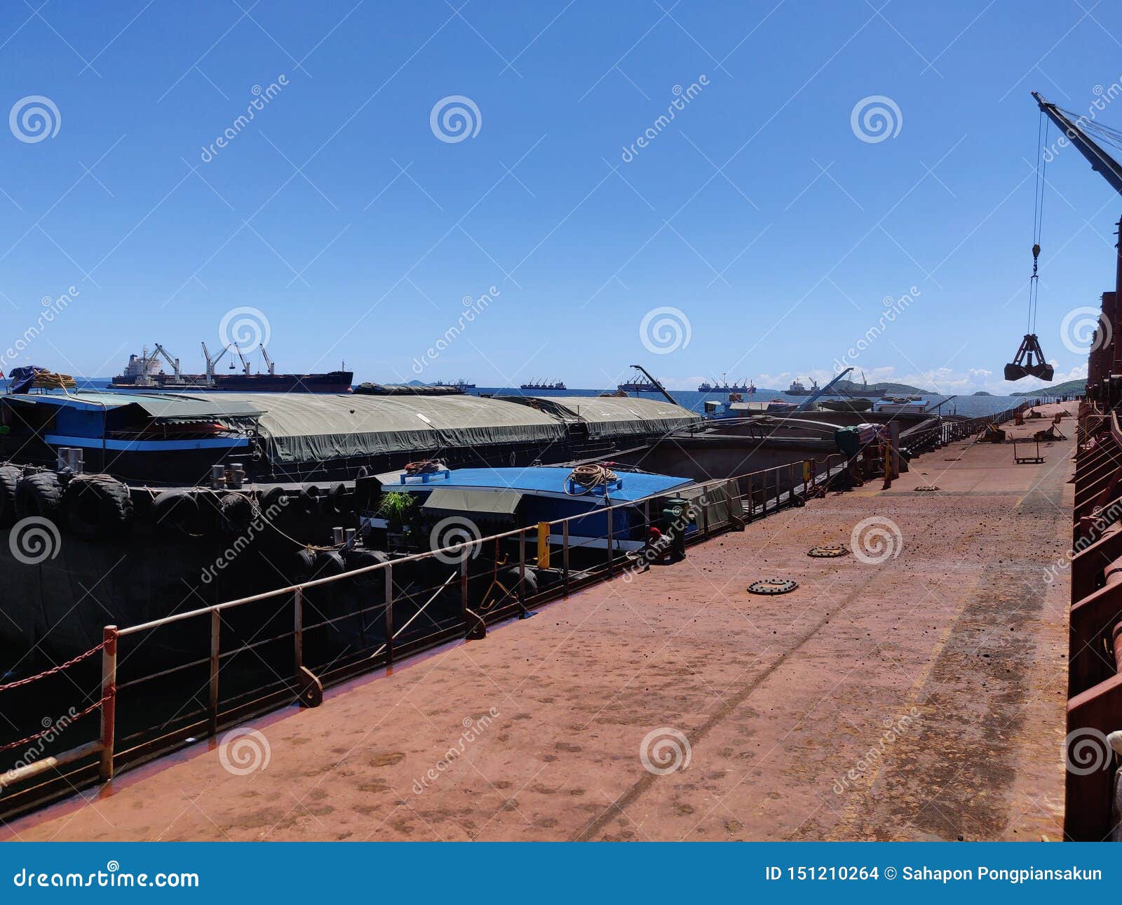 Discharging or Loading Operation on Bulk Ship Stock Photo - Image of ...