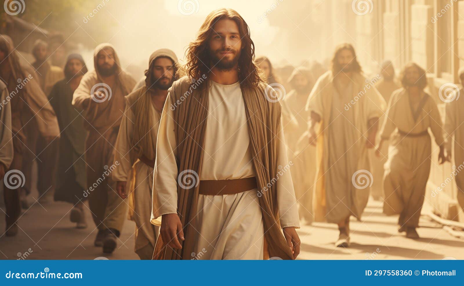 The Disciples Walk with Jesus Stock Illustration - Illustration of ...