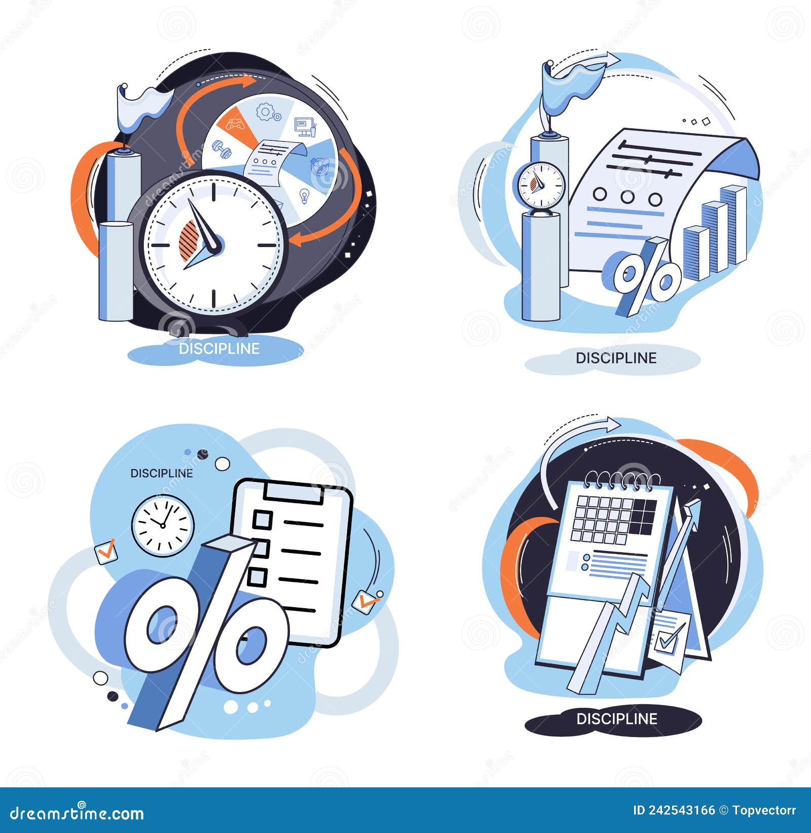 Discipline Concept Icon. Time Management. Working Day Idea, Time for ...