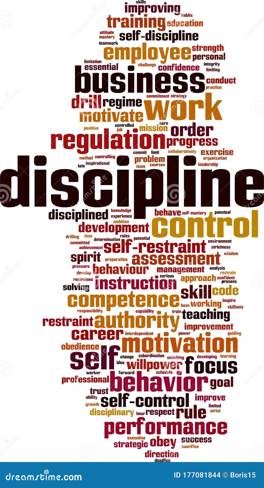 Discipline word cloud stock vector. Illustration of competence - 177081844